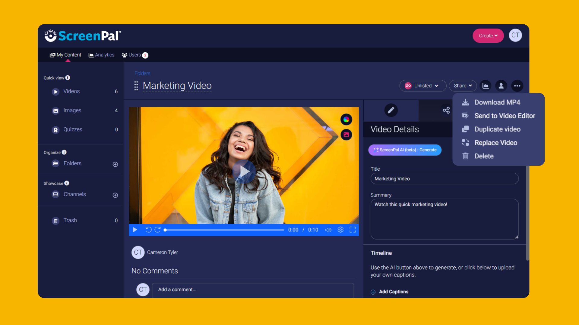 Upload Videos to Hosting - ScreenPal