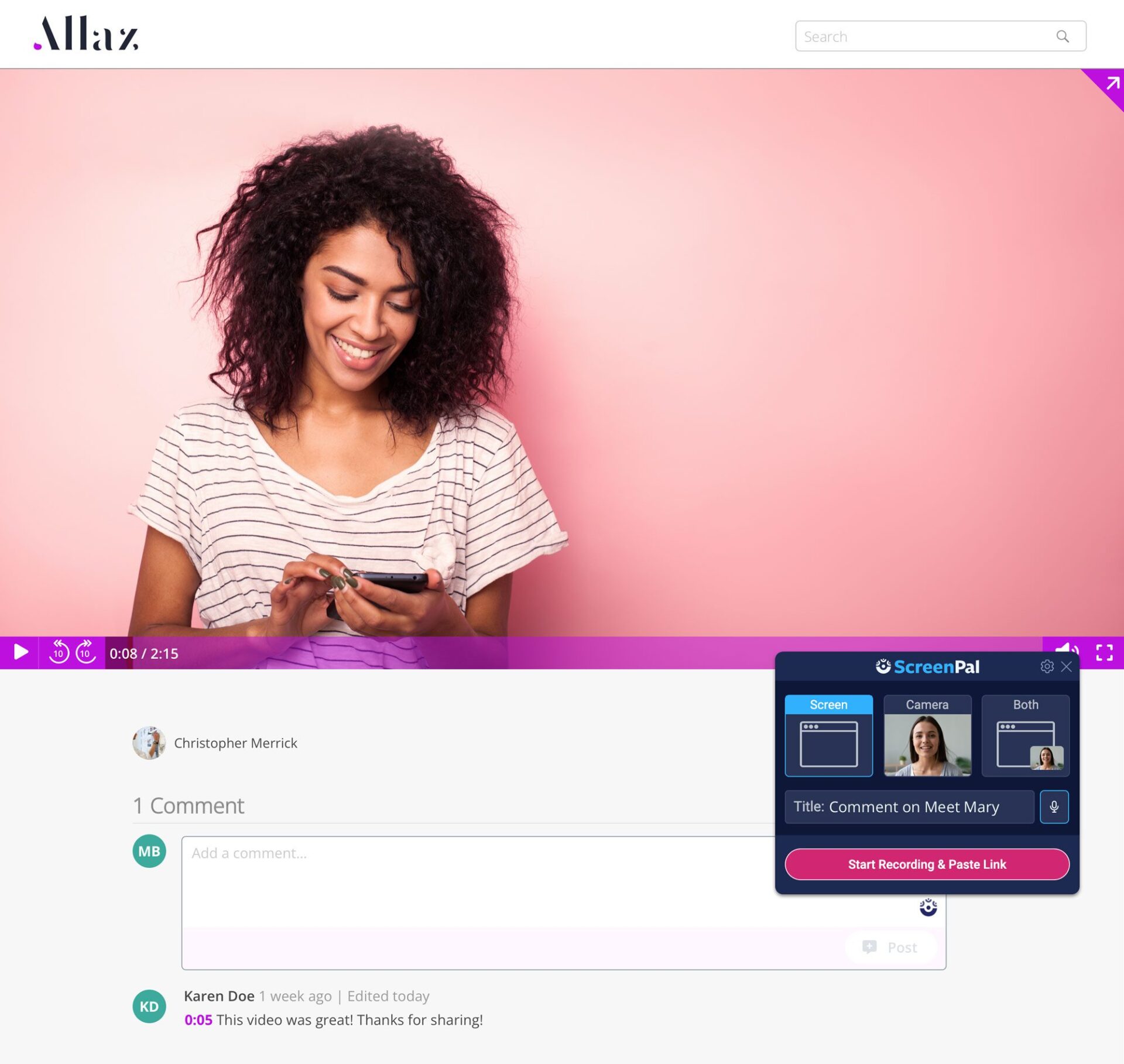Video and text comments for better collaboration - ScreenPal